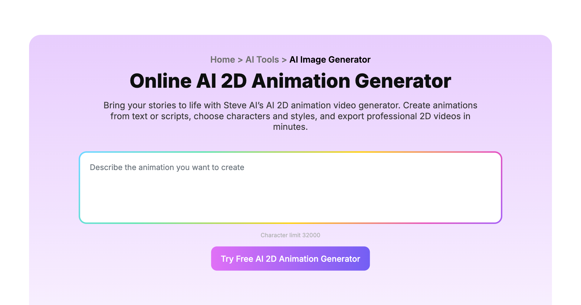 AI 2D Animation Generator – Create Animated Videos with AI | Steve.AI